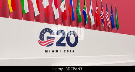 Official logo G20 2026, Flag with Logo Official USA MIAMI G20, Flags ...
