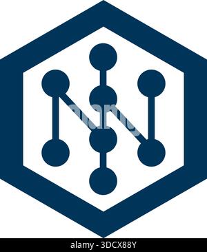 Hexagon Dot Connection Logo Template Modern Digital Vector Design Stock ...