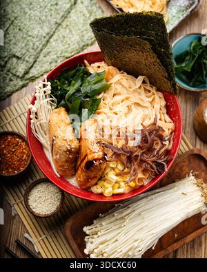 Steaming hot ramen on the table Stock Photo - Alamy