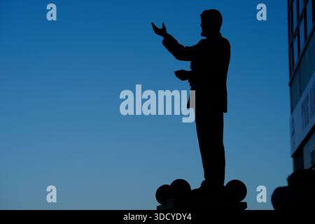 Jimmy Hill statue silhouette outside the stadium before the Sky Bet ...