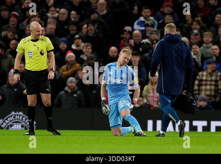 Newcastle United goalkeeper Aaron Ramsdale arrives during the Premier ...