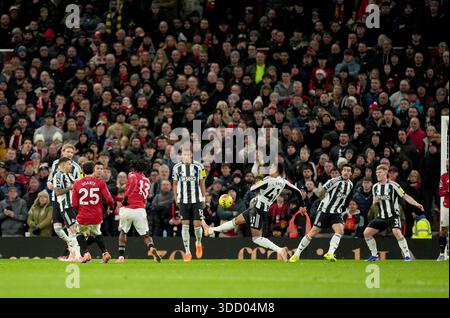 Manchester United's Patrick Dorgu scores an own goal during the Premier ...