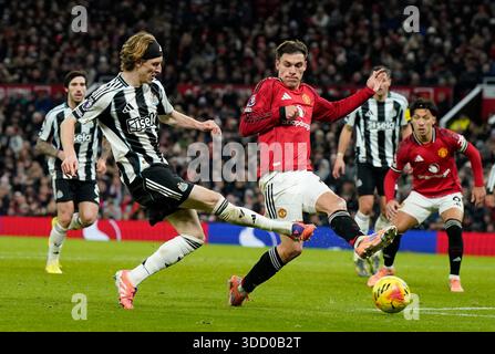 Manuel Ugarte of Manchester United shoots on goal during the Premier ...