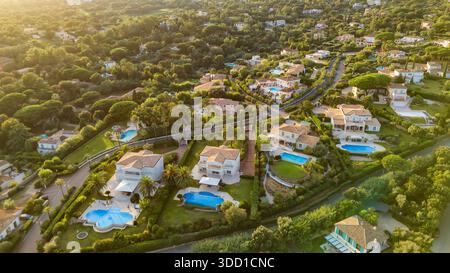 Aerial view of luxury villas on Saint Jean Cap Ferrat peninsula on the ...