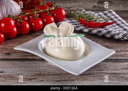 Fresh tasty burrata italian young cheese Stock Photo - Alamy