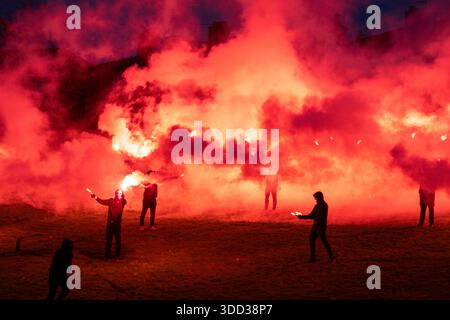 Fan group "Ultras Thistle" after the William Hill Championship match ...