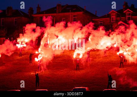 Fan group "Ultras Thistle" after the William Hill Championship match ...