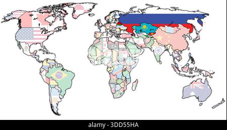 Commonwealth of Independent States member countries on blue digital ...