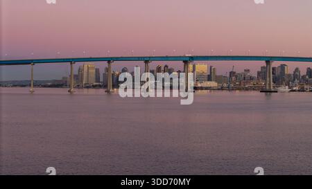 Aerial view of Coronado Bridge in San Diego bay in southern California ...