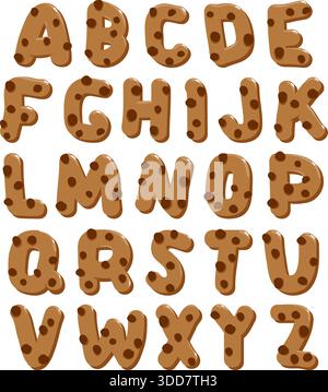Chip type font, vector alphabet letters, digits and punctuation marks ...