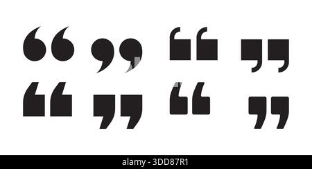 Black quotation marks symbol for citing and referencing text vector ...