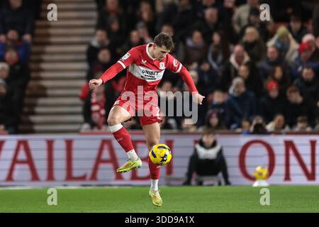 Callum Brittain of Middlesbrough controls the ball during the Sky Bet ...