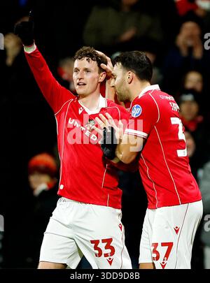 Matthew James of Wrexham celebrates his goal to make it 1-2 during the ...