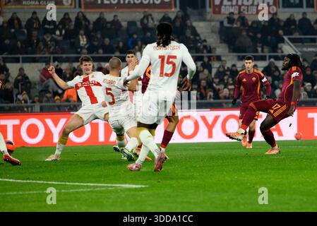 Manu Kone of AS Roma scores the goal of 1-0 during the Serie A 2025/ ...
