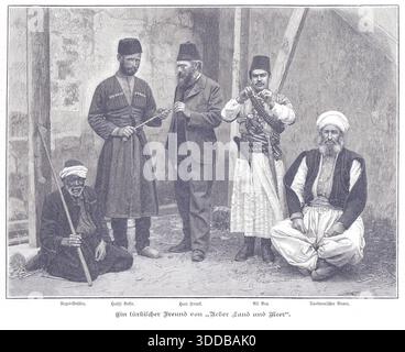 Group Of Turks In Traditional Dress With Swords And Turbans In A ...