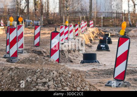 Safety stripes on construction site, Black and yellow Under ...