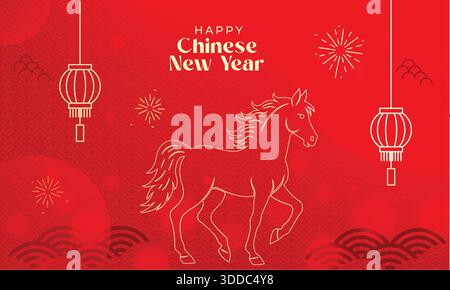 Happy Chinese New Year 2026 greeting card design template with brush ...