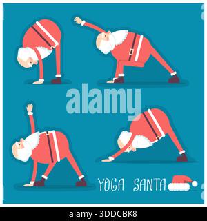 Santa Claus doing yoga isolated on white. Vector winter holiday sport ...