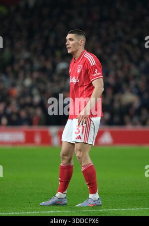 Nikola Milenkovic of Nottingham Forest seen during the Premier league ...