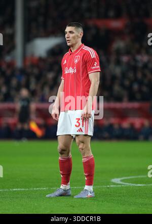 Nikola Milenkovic of Nottingham Forest seen during the Premier league ...