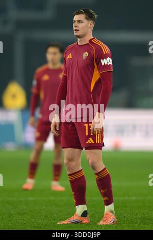 Olimpico Stadium, Rome, Italy - Evan Ndicka of AS Roma on the ball ...