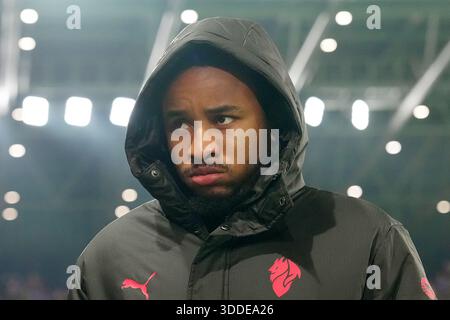 Milan, italy 28 october 2025: nissan skyline gt-r r34 v-spec blue rear ...