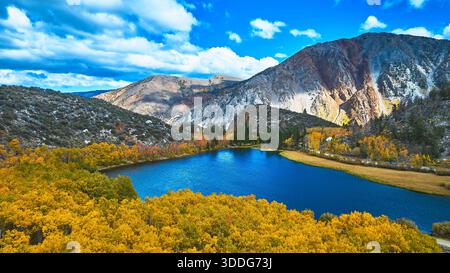 Aerial view of North Lake surrounded by residential neighborhood during ...