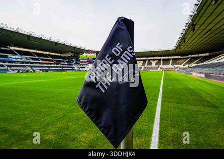 A ground shot showing the pitch the corner flag during the Premier ...
