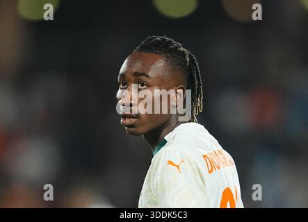Yan Diomande (Ivory Coast) gestures during Germany v Cote D'Ivoire ...