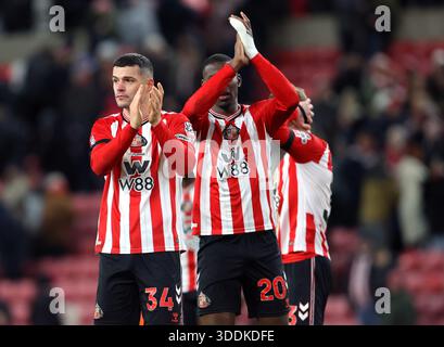 Nordi Mukiele of Sunderland and Granit Xhaka of Sunderland after ...