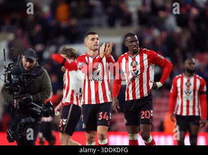 Nordi Mukiele of Sunderland and Granit Xhaka of Sunderland after ...