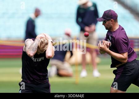 England's Will Jacks drops a catch off the batting of Australia's ...
