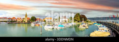 Germany, Lindau old town island surrounded by Lake Constance and ...