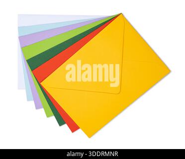 Colorful envelopes isolated on white Stock Photo - Alamy