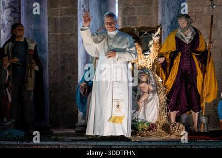 Pope Leo XIV blesses faithful during the Angelus noon prayer from the ...