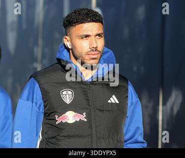 James Justin of Leeds United arrives at the stadium prior to kick off ...