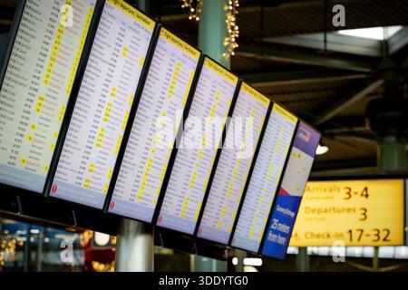SCHIPHOL - Information boards at Schiphol Airport. Hundreds of flights ...