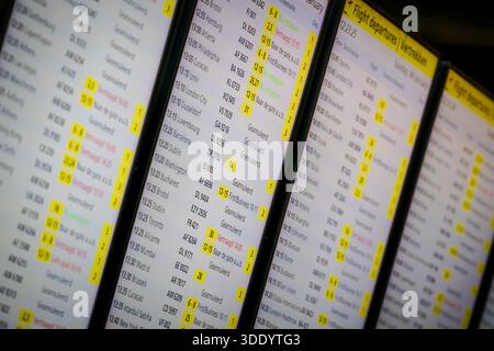 SCHIPHOL - Information boards at Schiphol Airport. Hundreds of flights ...