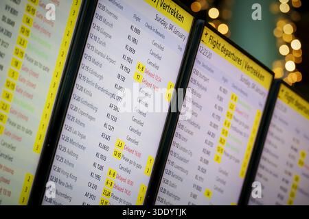 SCHIPHOL - Information boards at Schiphol Airport. Hundreds of flights ...