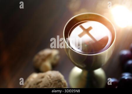 Holy Communion symbolizing the holy blood and flesh of Jesus Christ ...