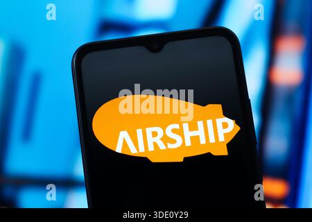 In this photo illustration, the logo of airship company Hybrid Air ...