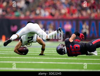 Houston Texans cornerback Alijah Huzzie arrives for the NFL football ...