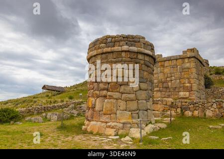 Chullpas of Molloco, funerary towers in Peru Stock Photo - Alamy