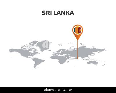 Location of Sri Lanka on the world map, marked with Sri Lanka flag pin ...
