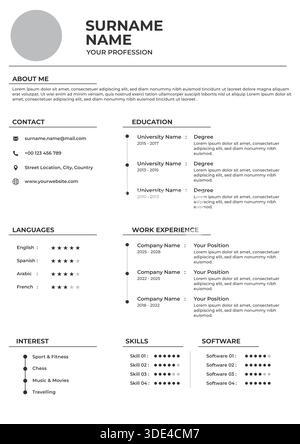 Minimal Resume editable template vector CV builder for professionals ...