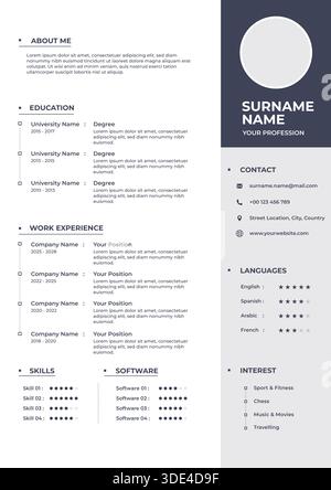Professional CV editable template vector for professionals and ...