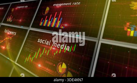 Social media charts and graphs diagram concept 3d illustration Stock ...