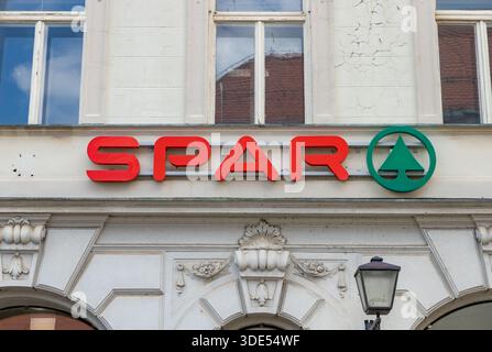 Picture of a sign with the logo of Spar Supermarket on their local ...