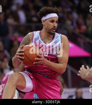 Michael Kessens (Telekom Baskets Bonn 6) scores at the basket ...