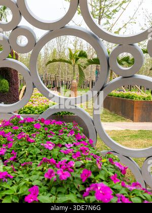 Pattern featuring beautiful purple flowers Stock Photo - Alamy